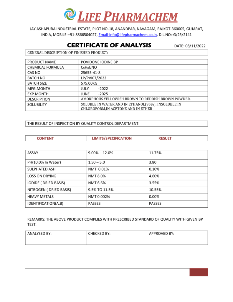 Certificate | Life Pharma Chem